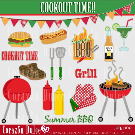 INSTANT DOWNLOAD Cookout clipart set Personal and Commercial
