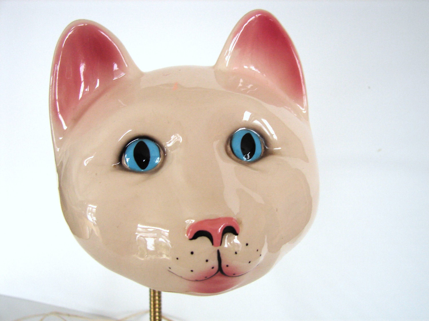 Vintage Gooseneck Ceramic Cat Head Lamp Unique retro home