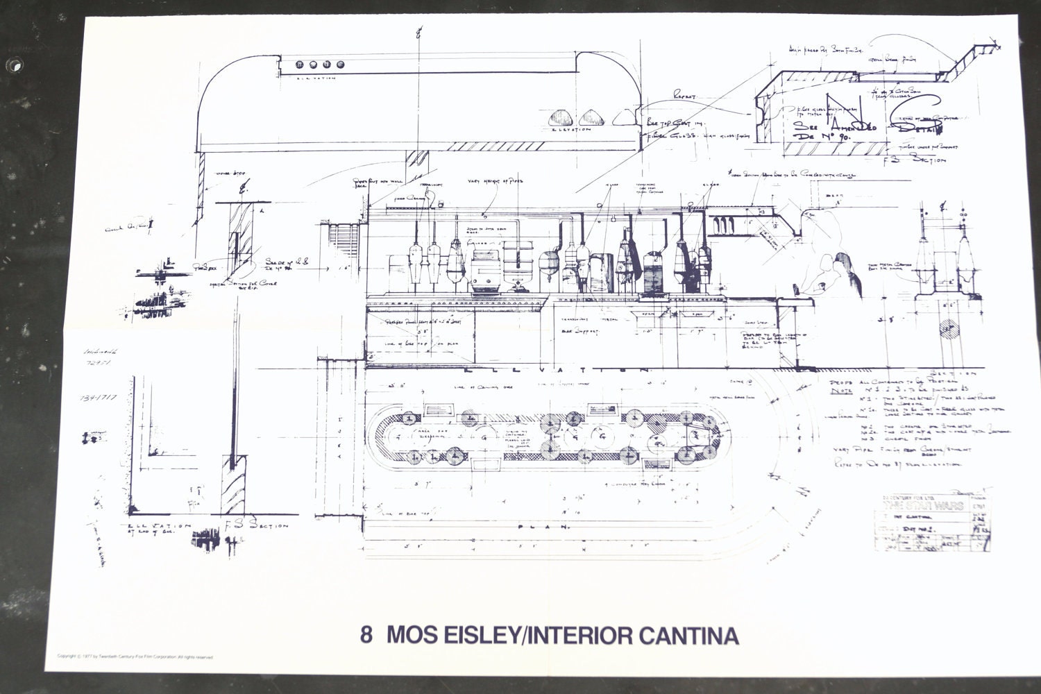 Vintage Star Wars Blueprint for Mos Eisley / Interior Cantina