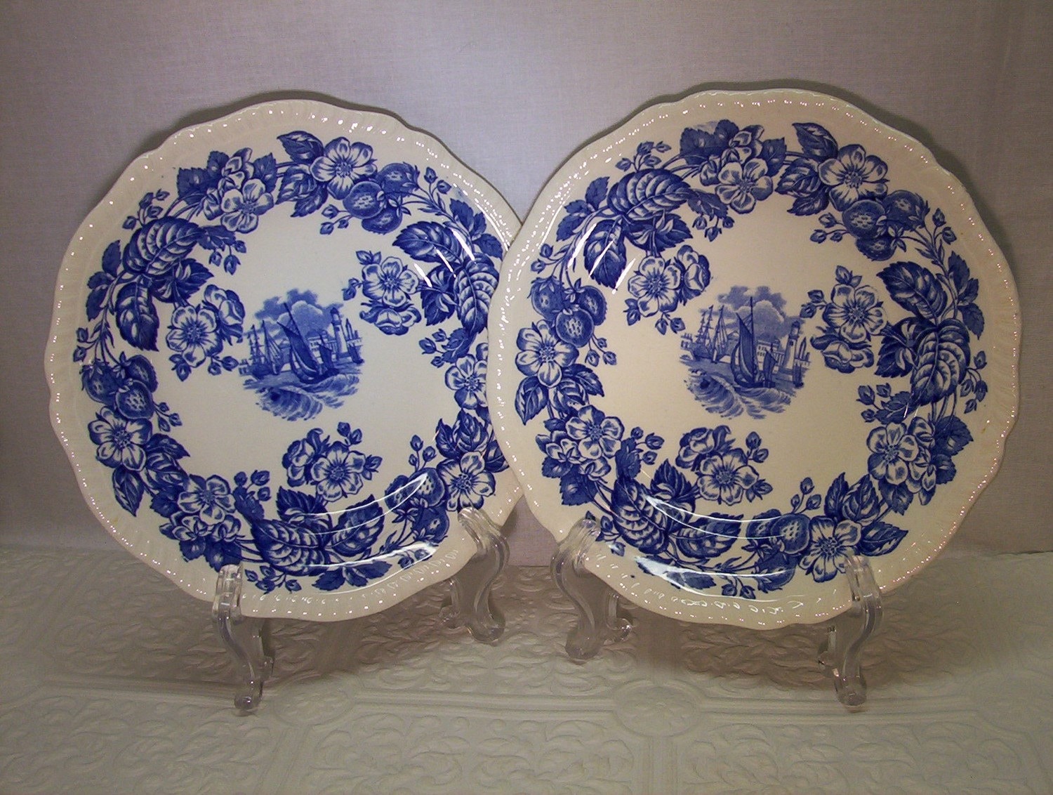 Vintage Copeland Spode England Old Salem 8 Salad Plates