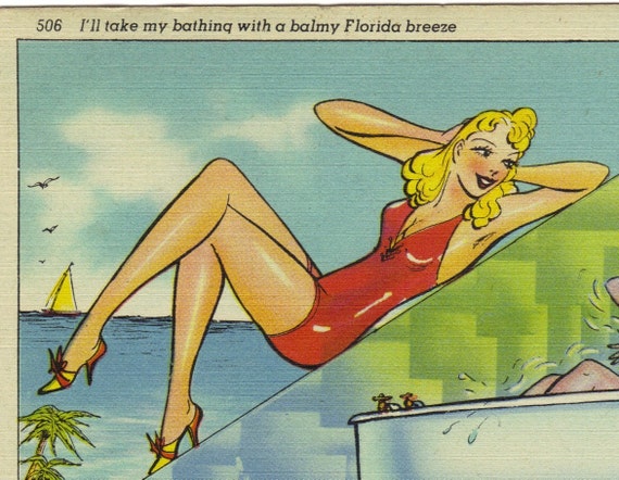 Signed Saucy Seaside Vintage Postcard Sexy Girl Talking To A