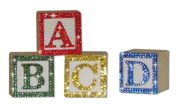 Items similar to Bling Alphabet ABC Wood Blocks with Swarovski Crystals ...