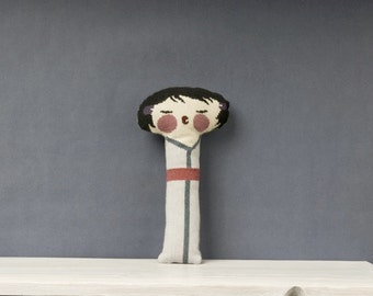 Stuffed Art Doll Strongman Blue soft textile by KasiaUrbanRybska