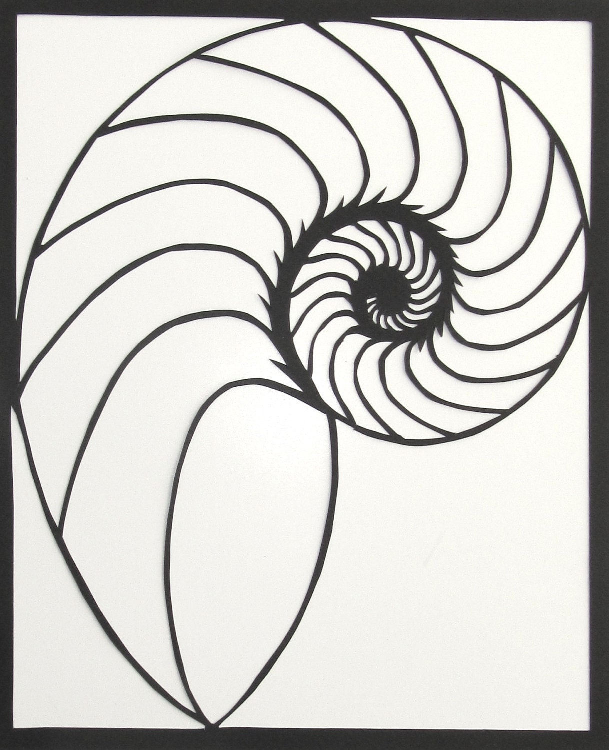 NAUTILUS Shell Silhouette Paper Cutout Handcut in Black