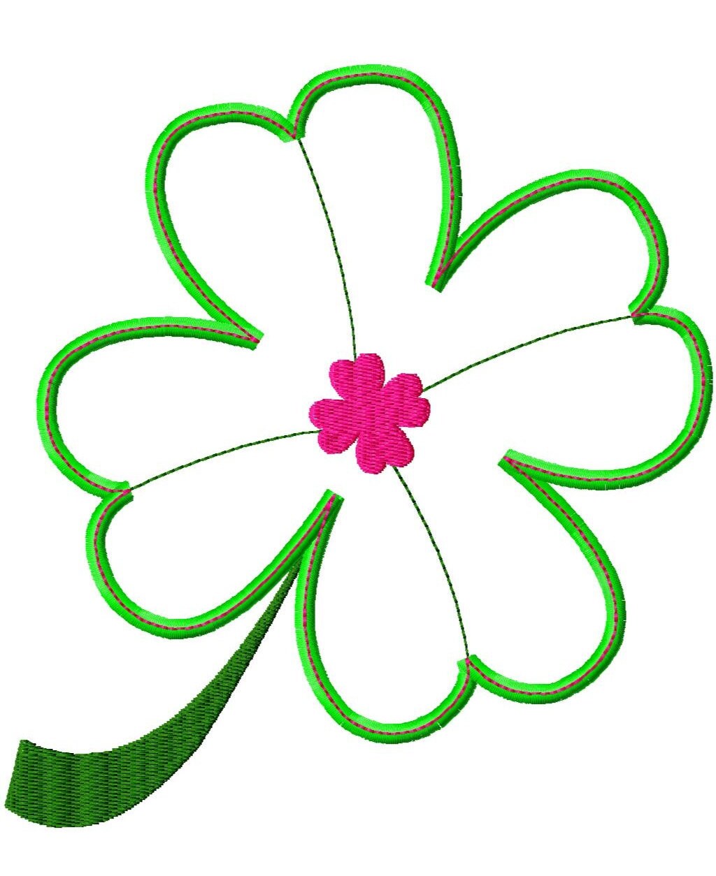 4-Leaf Clover Applique Machine Embroidery Design 8 Sizes
