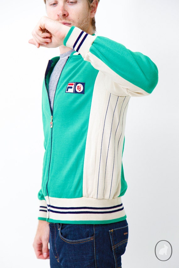 Vintage Fila Bjorn Borg Green Striped Tennis Jacket Rare