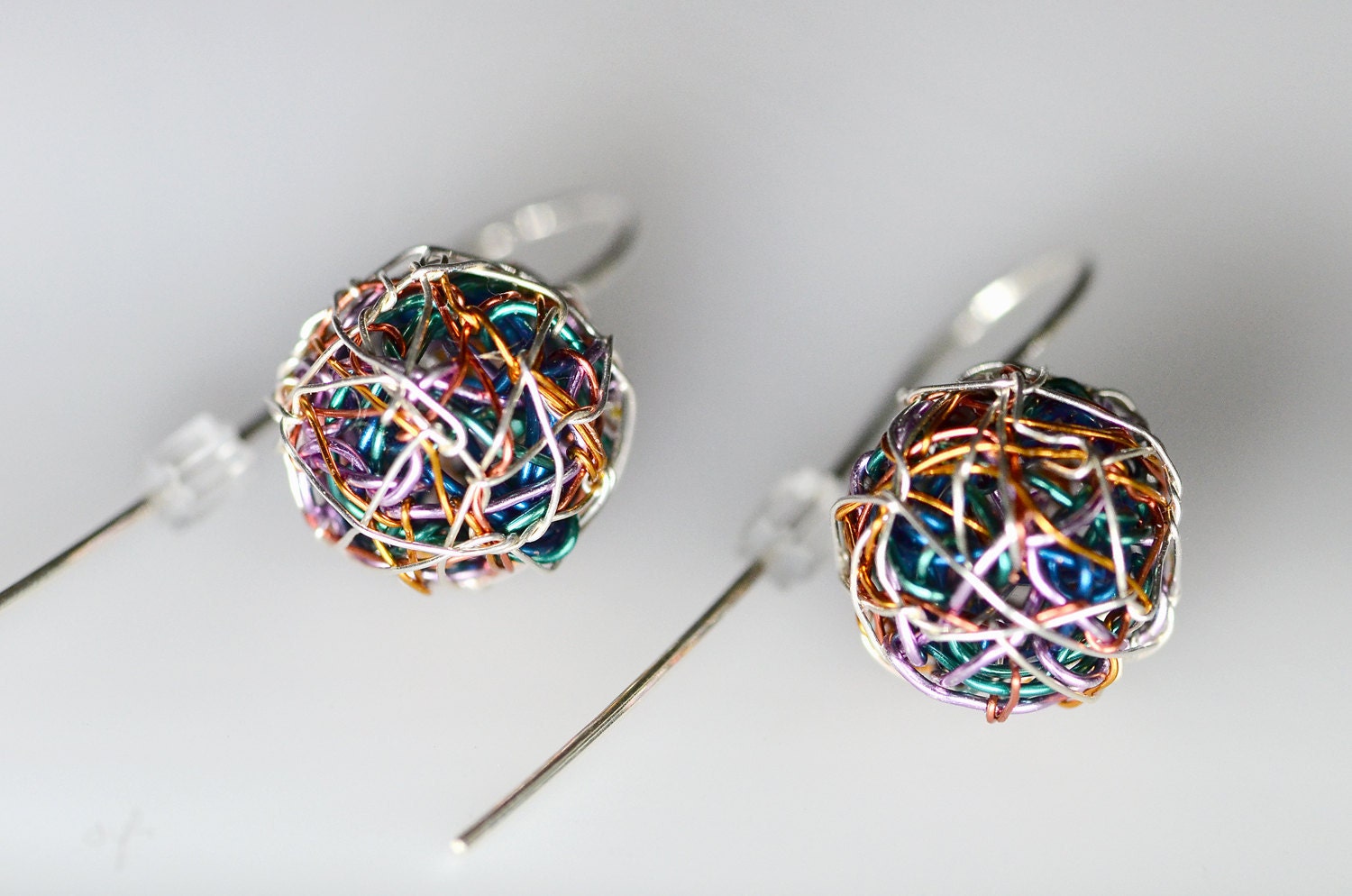 Ball earring Blue earring Minimal earring Ball drop earring