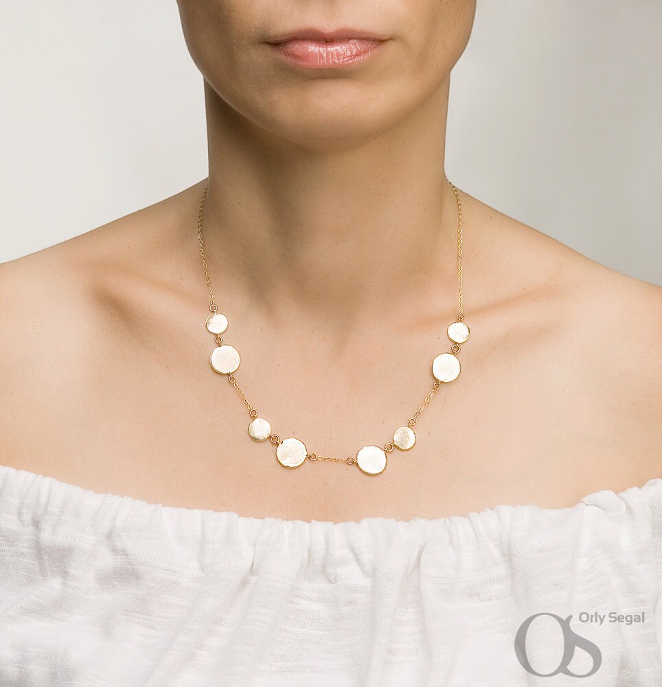 Gold Dot Delicate Necklace gold short necklace gold dot