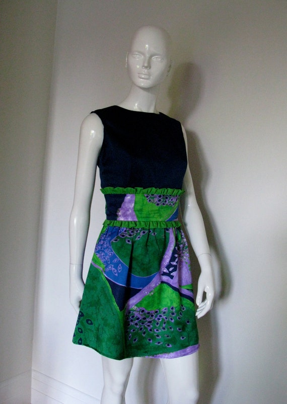Vintage 1960s 1970s Tori Richard Honolulu Mini Hawaiian Dress