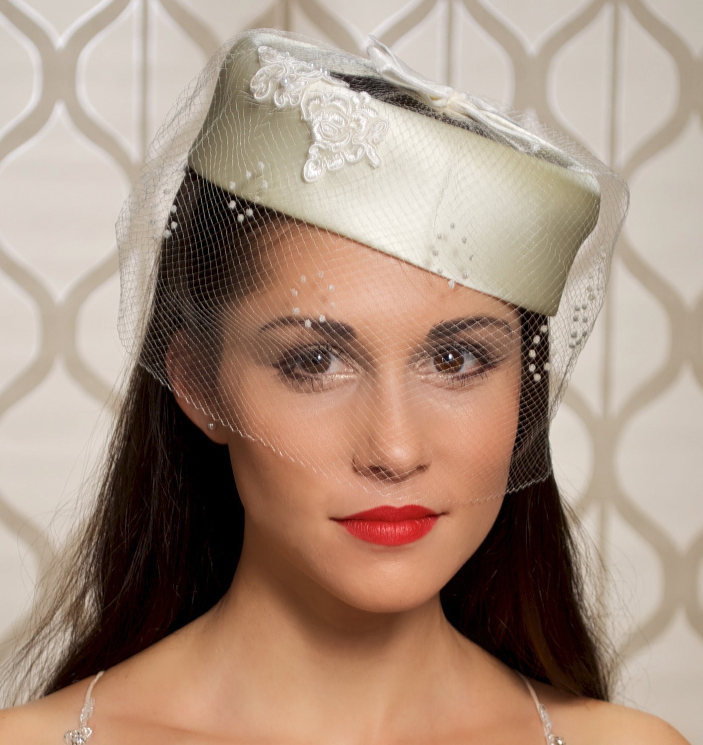 Ivory Wedding Hat Bridal Head Piece Cocktail Hat Fascinator