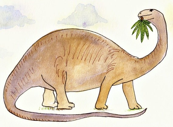Artículos similares a 8 x 10 marihuana dinosaurio Brontosaurio ...