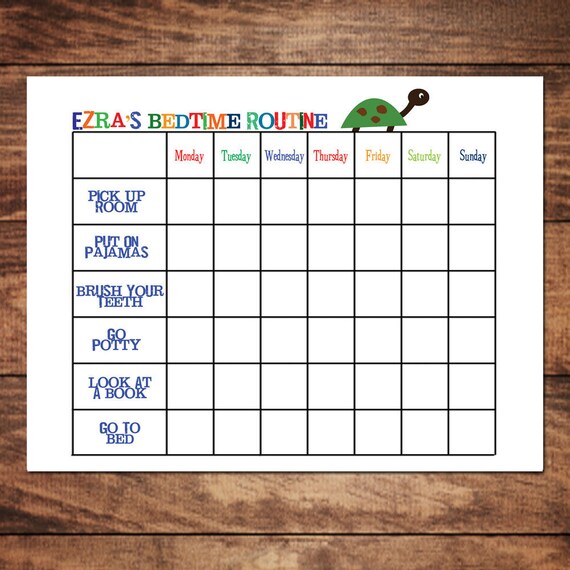 Items Similar To Printable Personalized Bedtime Routine Chart Chore Items Similar To Printable Personalized Bedtime Routine Chart Chore