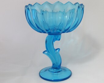 Popular items for blue glass compote on Etsy