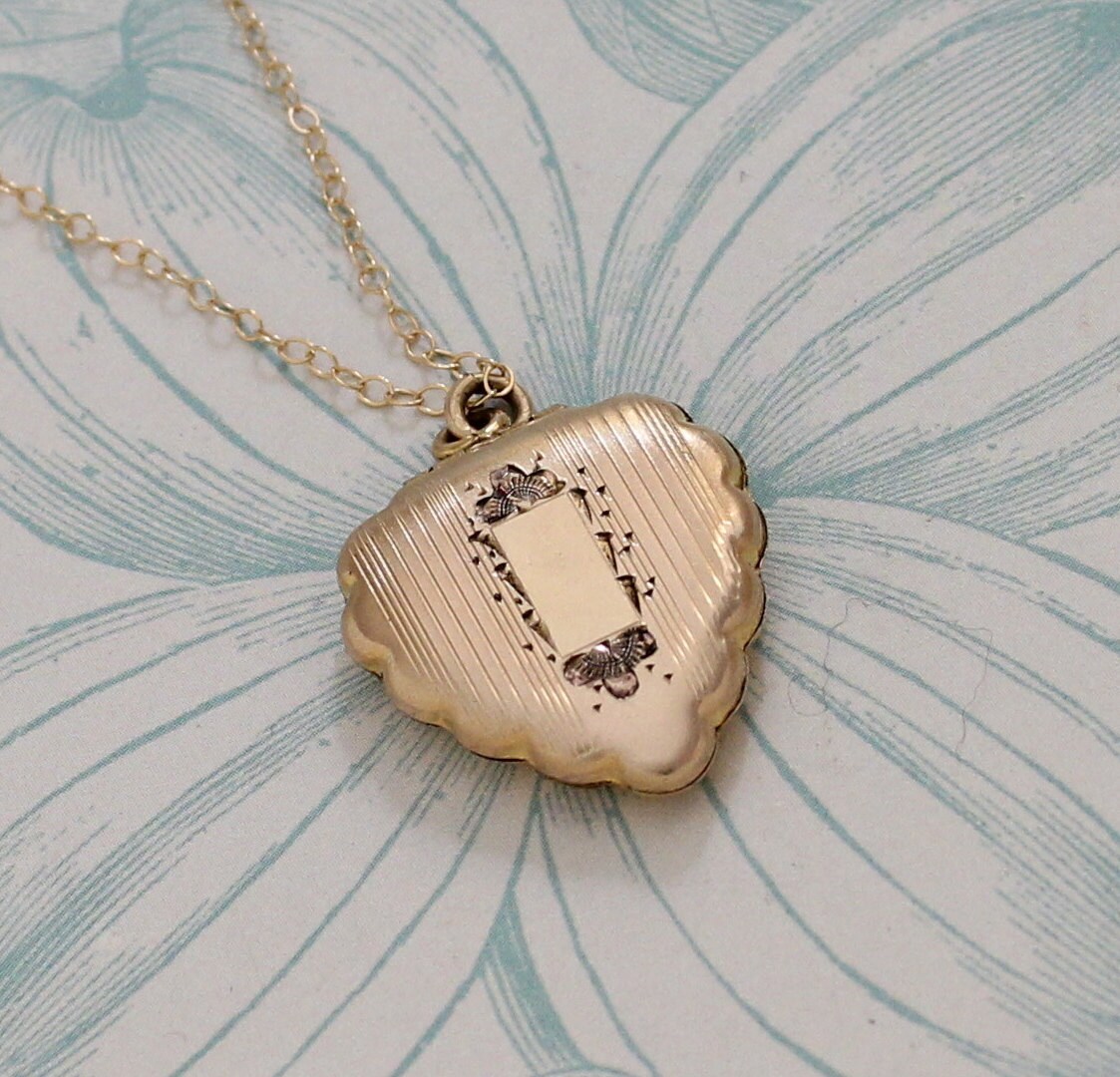 Reserved for Tiffany Gold Locket Scalloped Edge by KiddoandPye