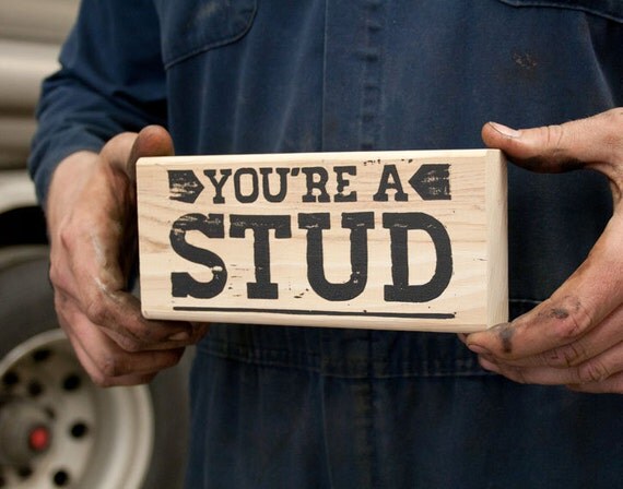 Guy Card You're A Stud Wood Manly Card