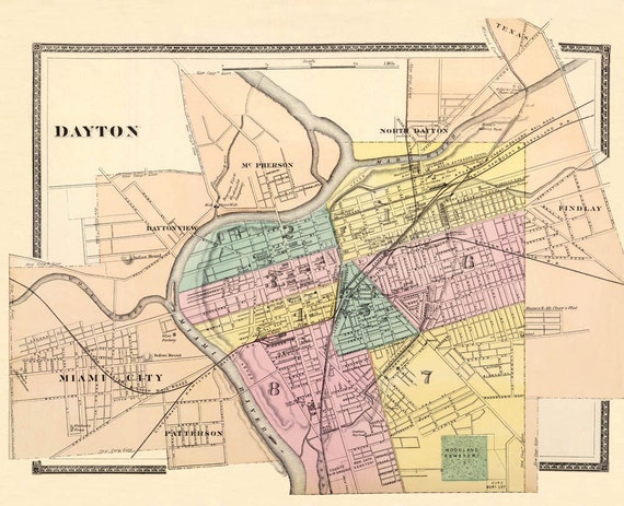 Antique map Vintage map of Dayton Antique by AncientShades