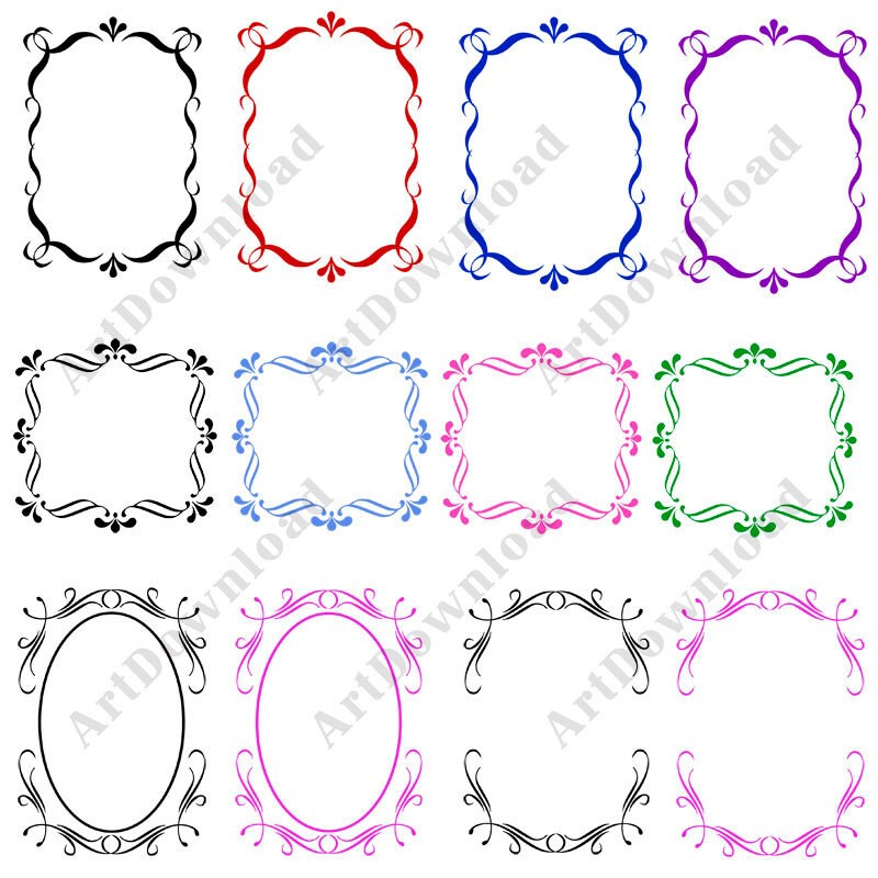Instant Download Digital Frames and BordersCard Clipart For