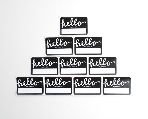 RESERVED Fancy Name Tags with Modern Calligraphy . Hello My