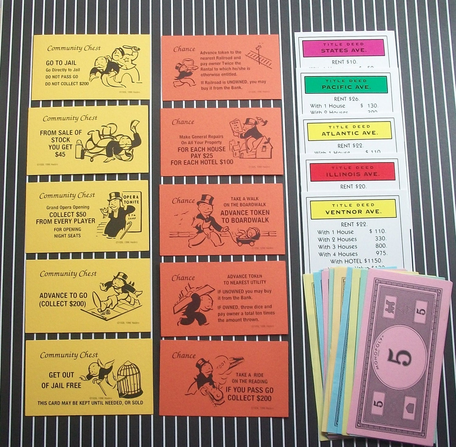 35 Monopoly Game Money Chance Cards Community Chest Etc For