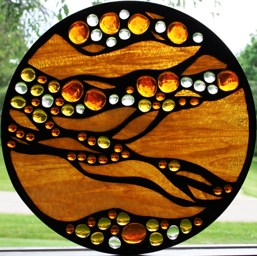Stained glass panel decorative abstract