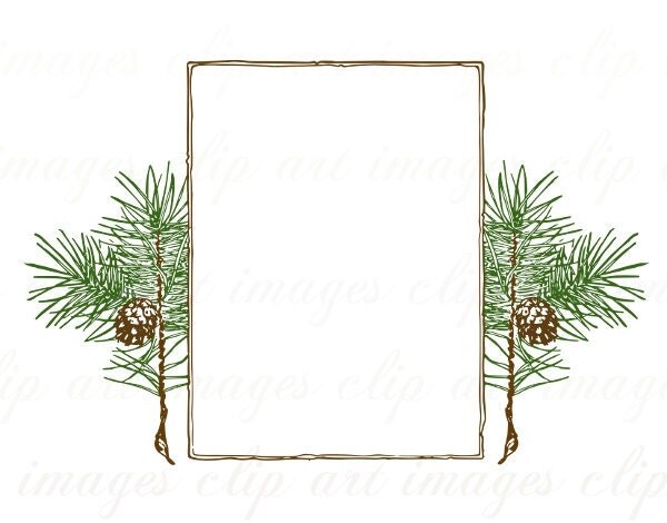 Pine Tree Frame Clip Art Vintage and hand colored by ImagesClipArt