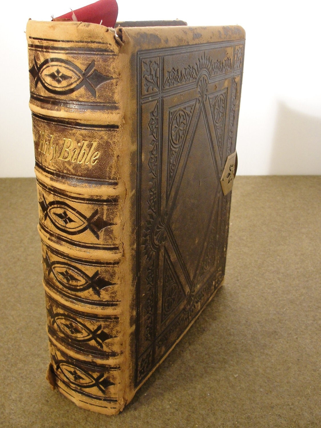 Antique 1872 Holy Bible New & Old Testament With Unused Family