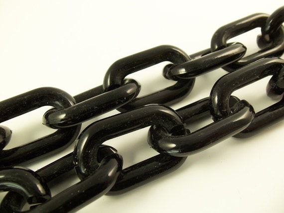 3 Ft Jumbo Vintage Black Plastic Link Chain by VintageBeadCache
