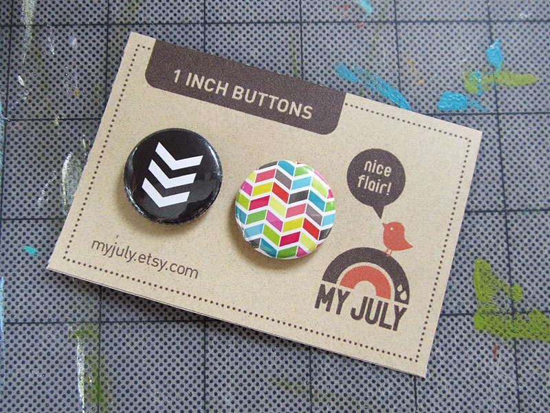 Colorful Chevron Buttons 1 Inch Button Set by myjuly on Etsy
