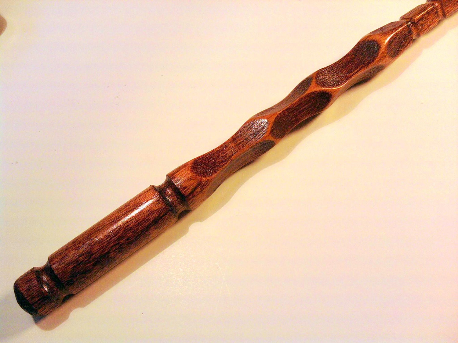 Hand carved solid cherry wizard wand by OrchardWorks on Etsy
