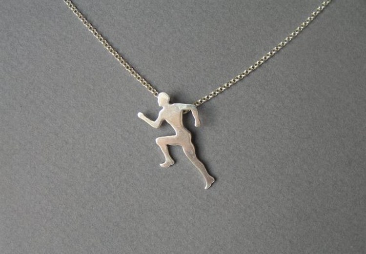 Runner Necklace Pendant Silver Running Man by DaliaShamirJewelry