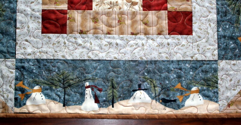 Snow Wonderland Table topper quilted Christmas by RedNeedleQuilts