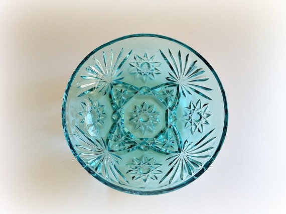 Blue Glass Bowl Early American Prescut Eapc