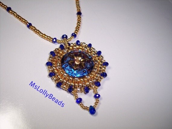 Items similar to Czech Button with Sapphires on Etsy