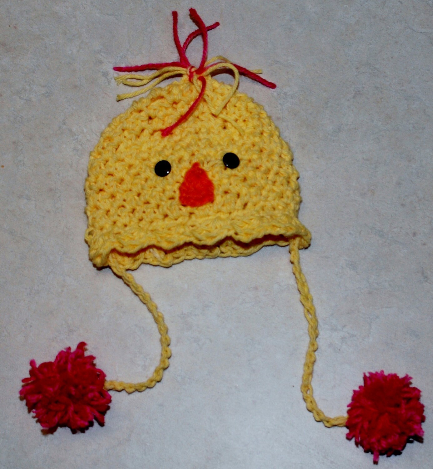 Crochet Easter Peep Hat with pompoms by creativehatsandmore