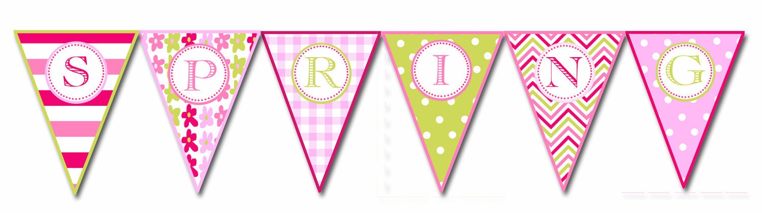 Instant Download Pink and Green Spring Banner by WhenIWasYourAge