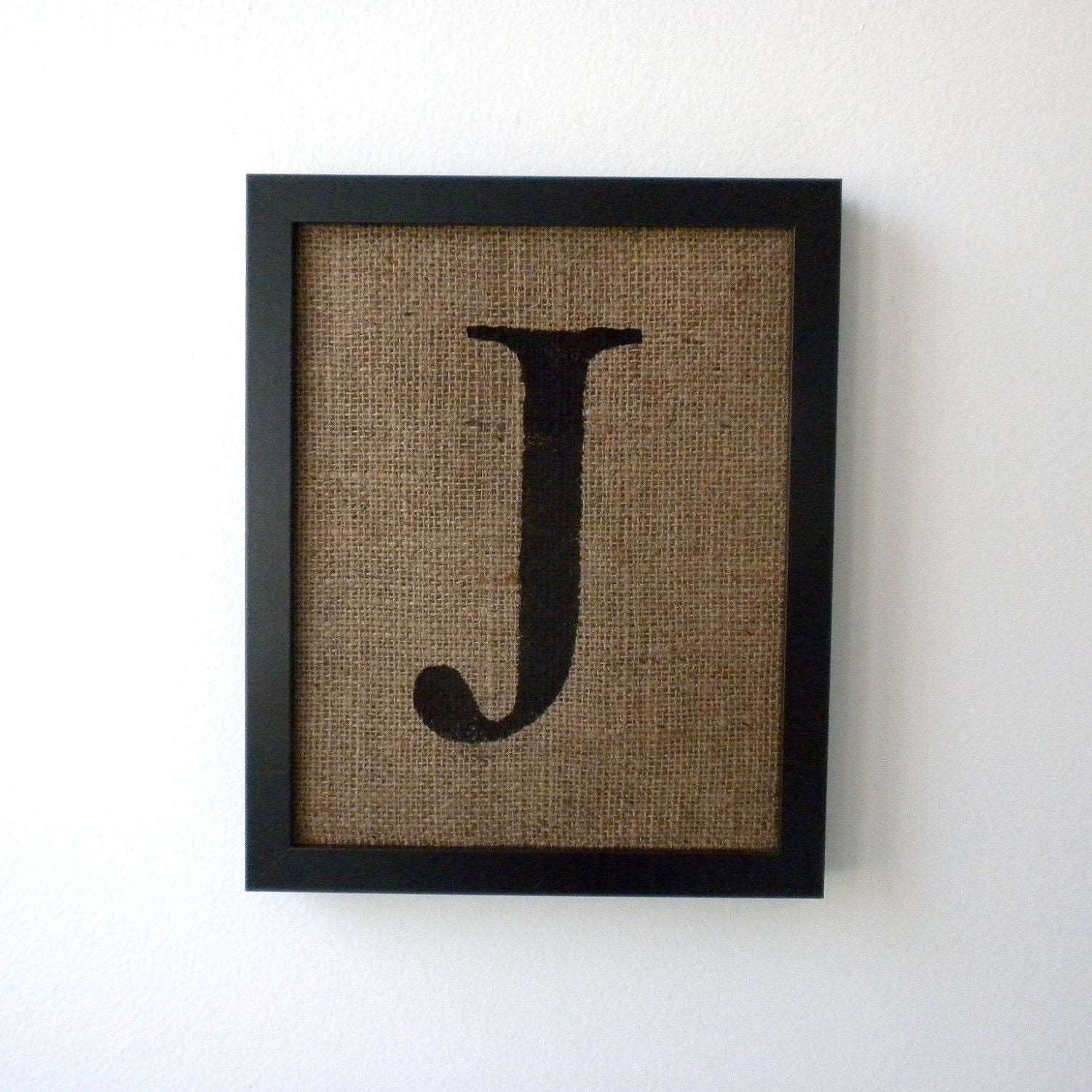 Letter J burlap wall decor alphabet art monogram