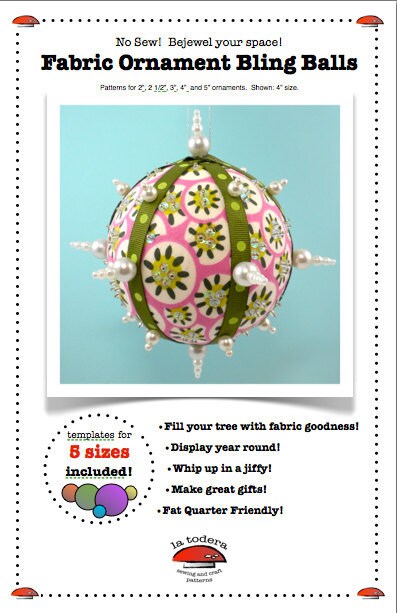 Fabric Christmas Ornaments PDF Pattern Tutorial Bling by LaTodera