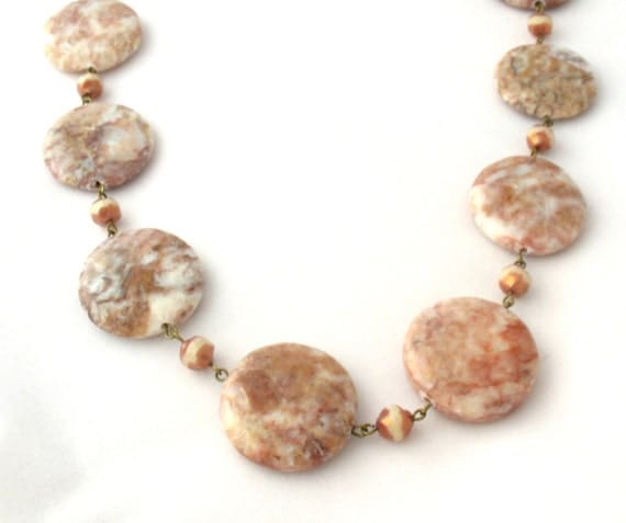 Statement Necklace Long Marble Necklace With by MoonlightShimmer