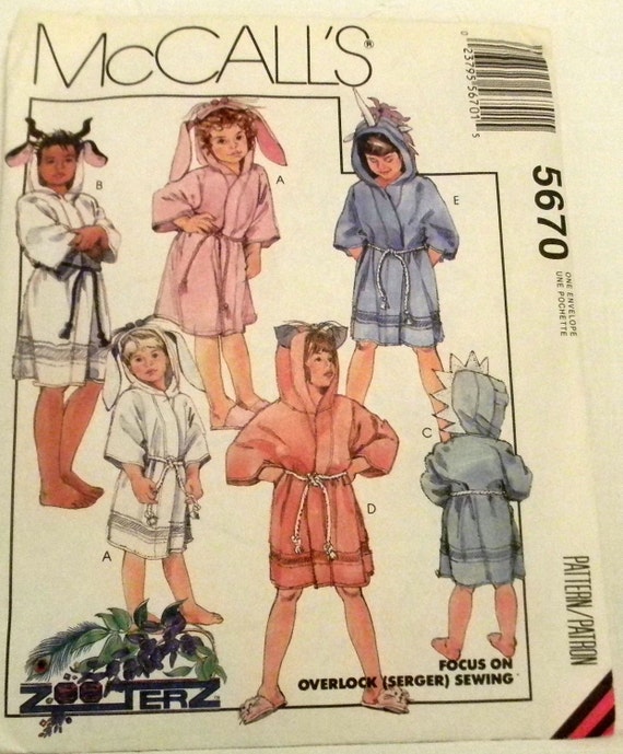 Items similar to Children's Hooded Robe Sewing Pattern on Etsy