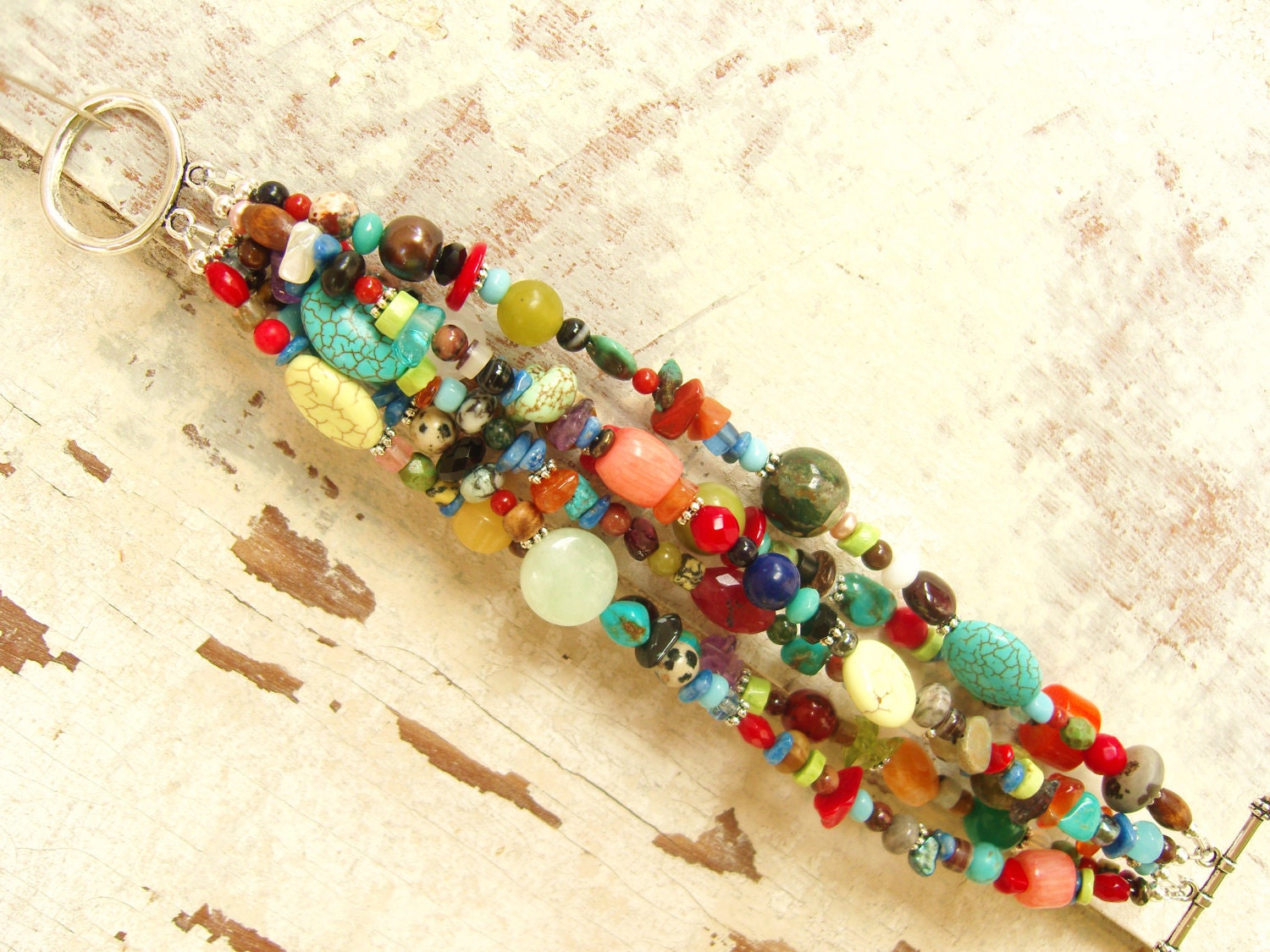 Multi Color Bracelet. Multi Semi Precious Stone Bracelet. Six