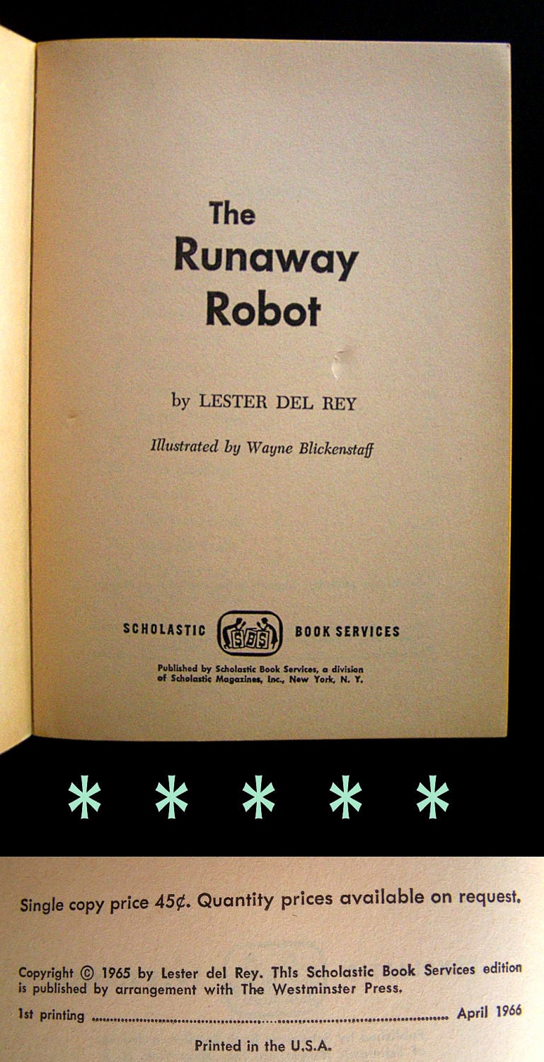 Vintage Sci-Fi Book The Runaway Robot 1966