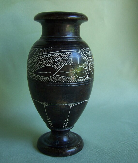Vintage DEAD SEA Stone Carved Vase Beautifully Detailed