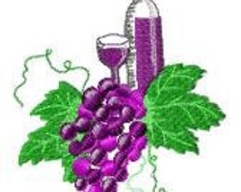 Grapes Embroidery Design Instant Download by JEmbroiderynApplique