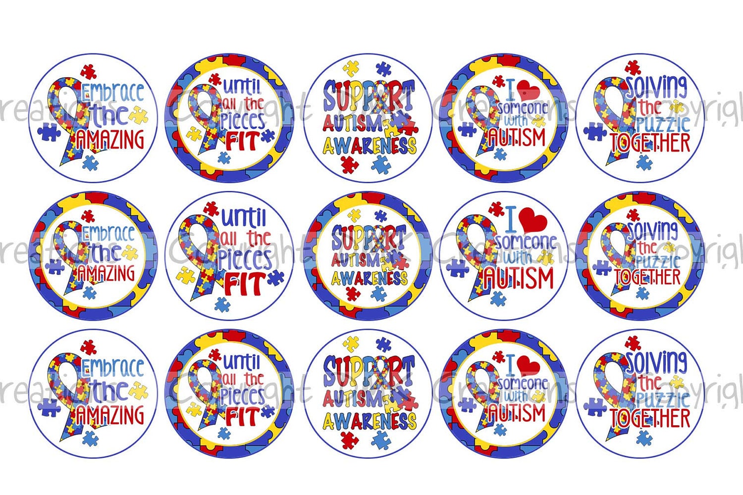 Support Autism Awareness Bottle Cap Images 4x6 Printable
