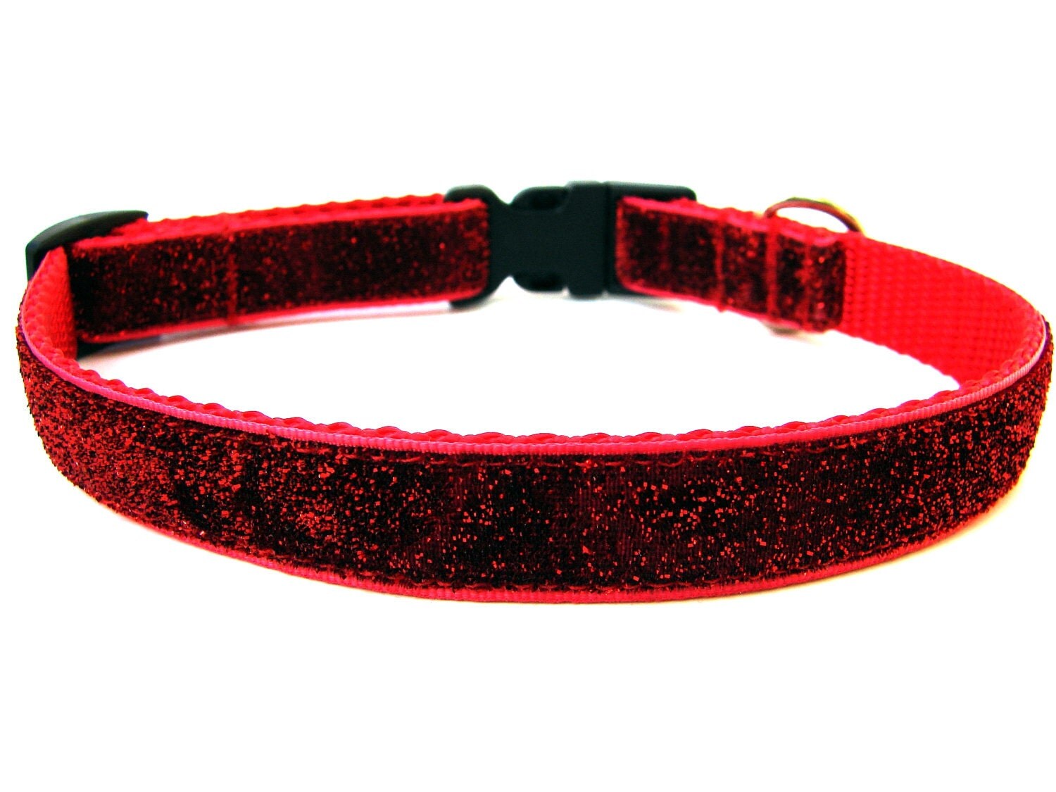 Red Bling Dog Collar 5/8 Small Breed Dog Collar by Wagologie
