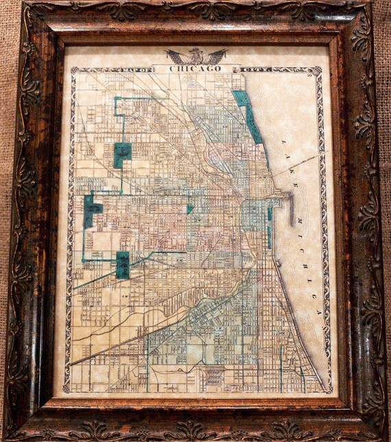 City of Chicago Map Print of an 1876 Map on Parchment Paper