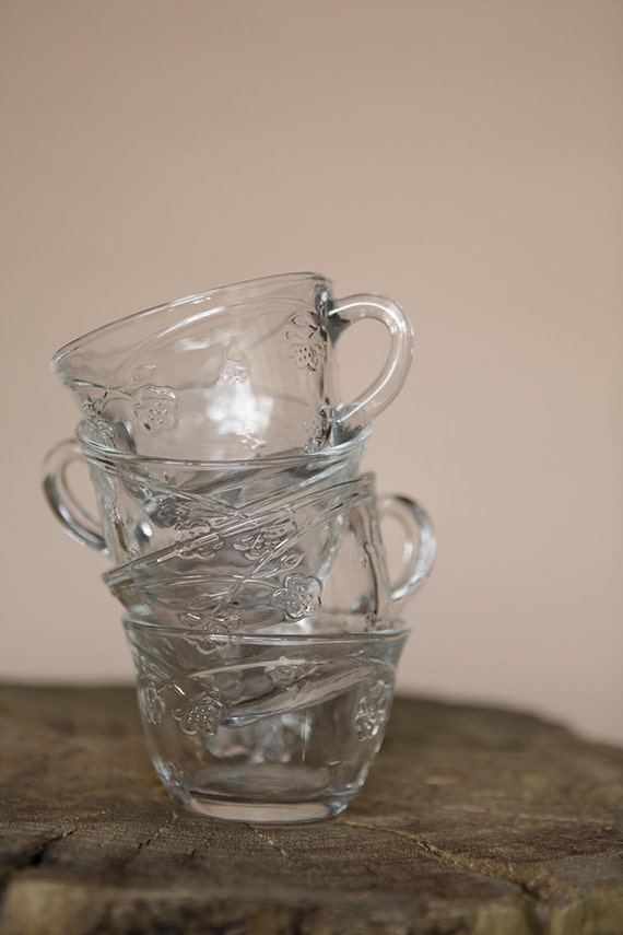 Tea Cups Vintage 1950s Glass By Epochstyle On Etsy