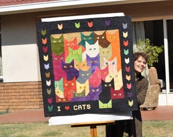 Cat quilt pattern | Etsy