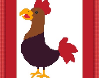 Items similar to 569 Good morning rooster filet crochet doily afghan ...