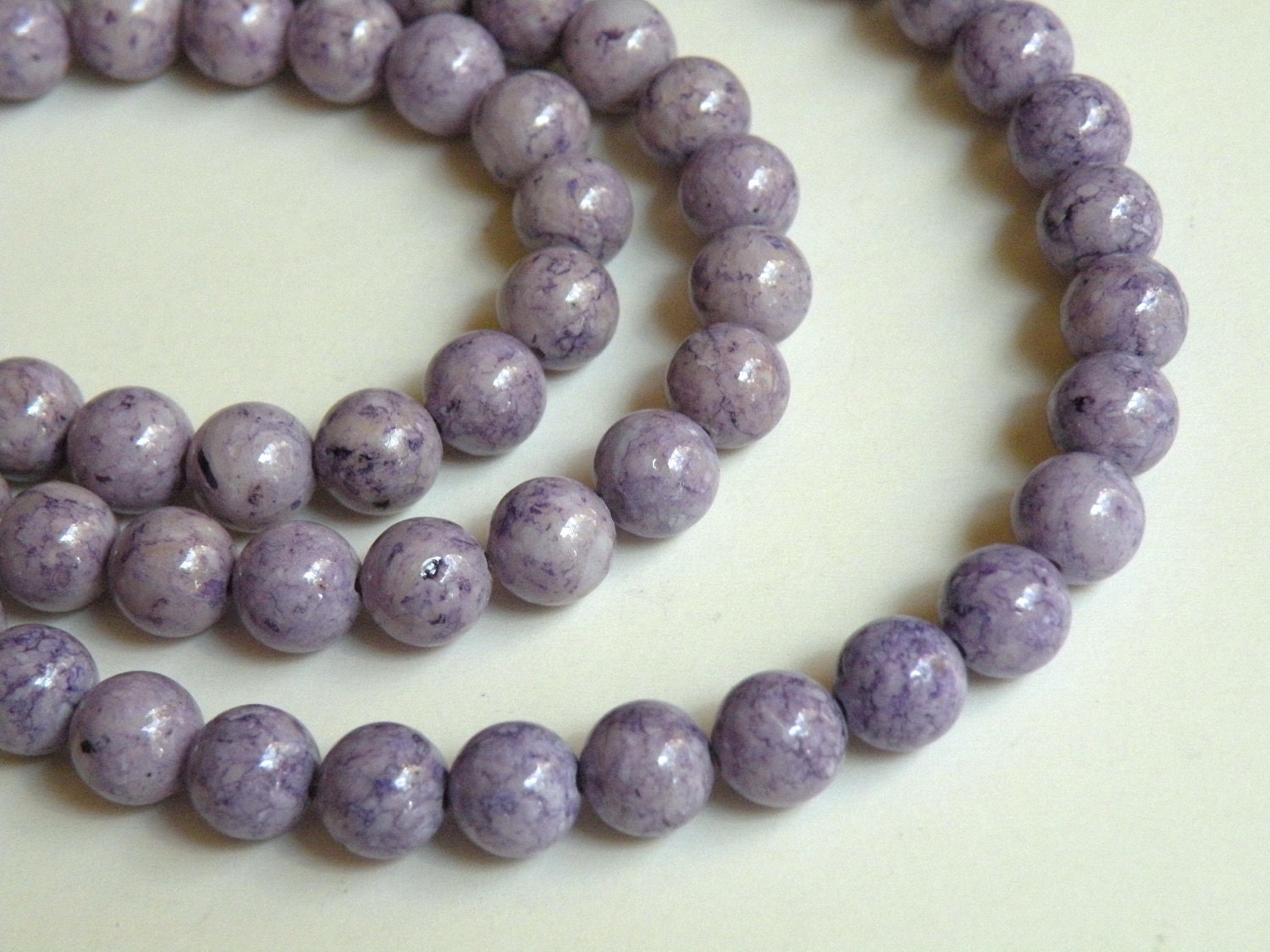 Riverstone beads in light purple lavender round gemstone 10mm